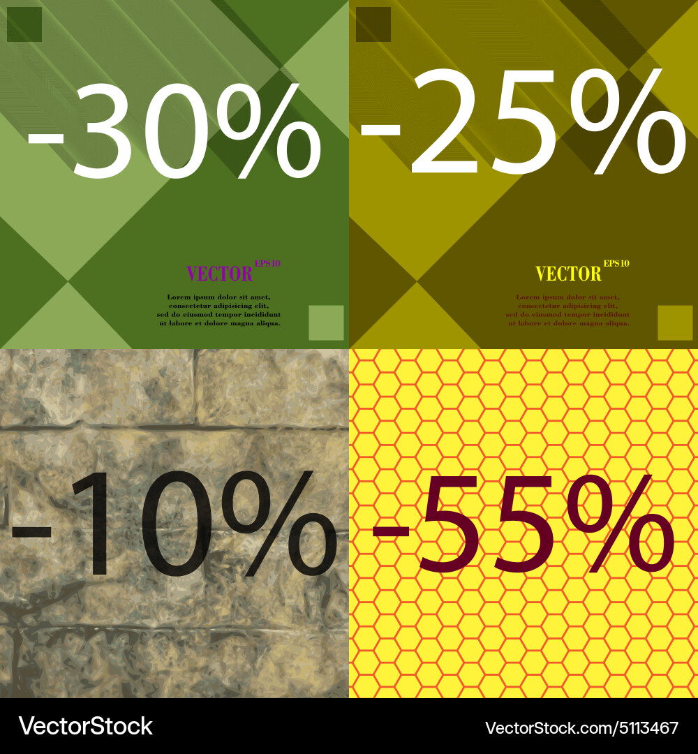 25 10 55 icon set percent discount on abstract Vector Image