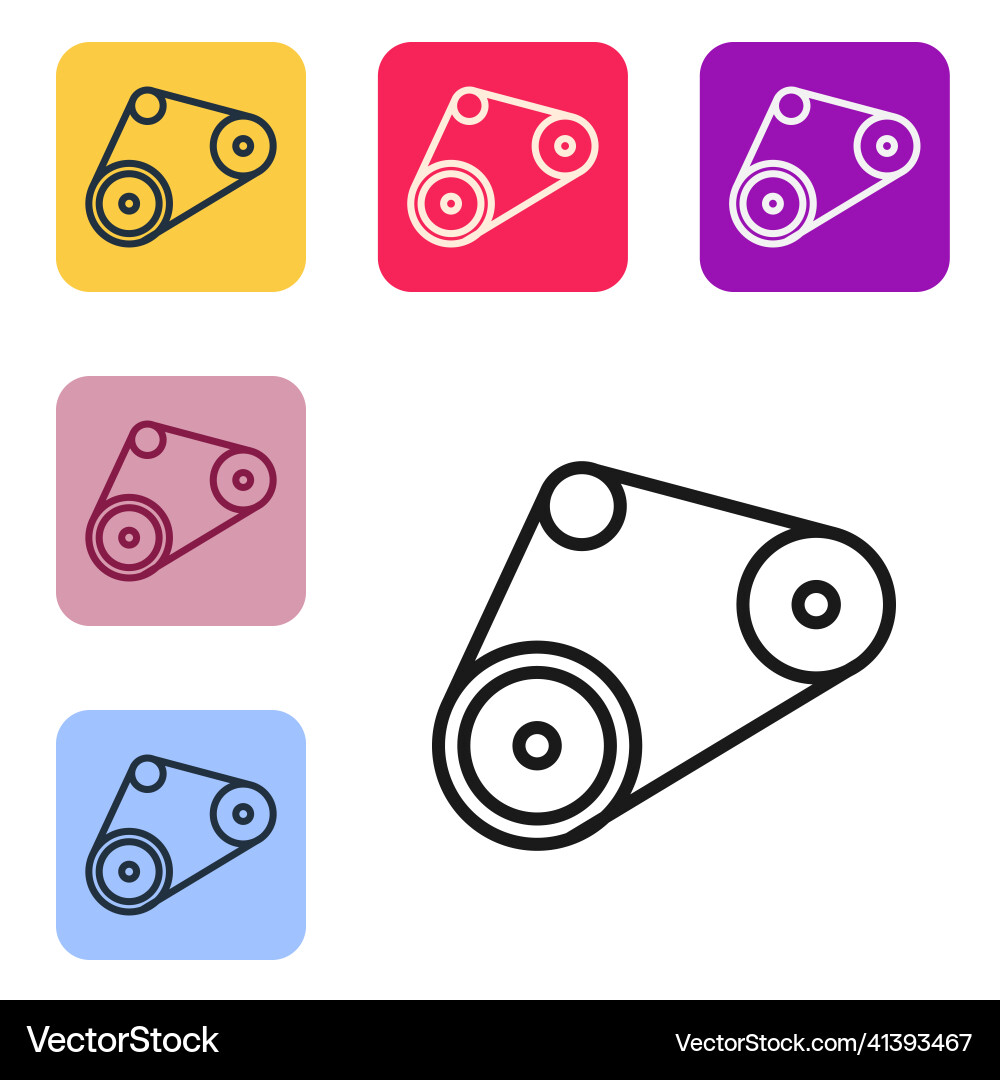 Black line timing belt kit icon isolated on white Vector Image