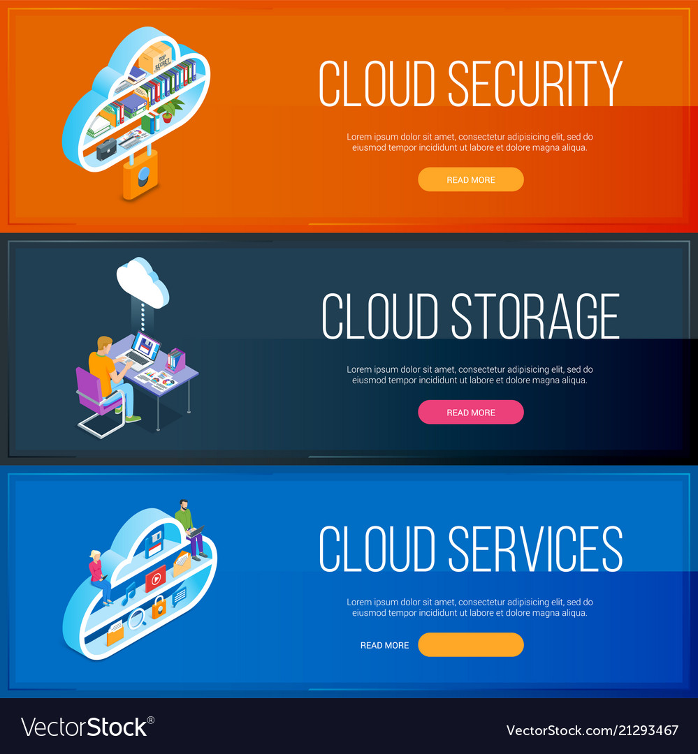 Cloud services banners set Royalty Free Vector Image