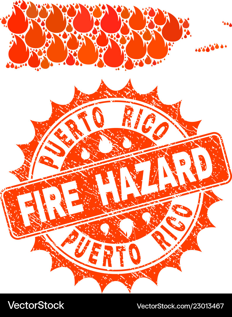 Composition of map puerto rico burning and fire Vector Image