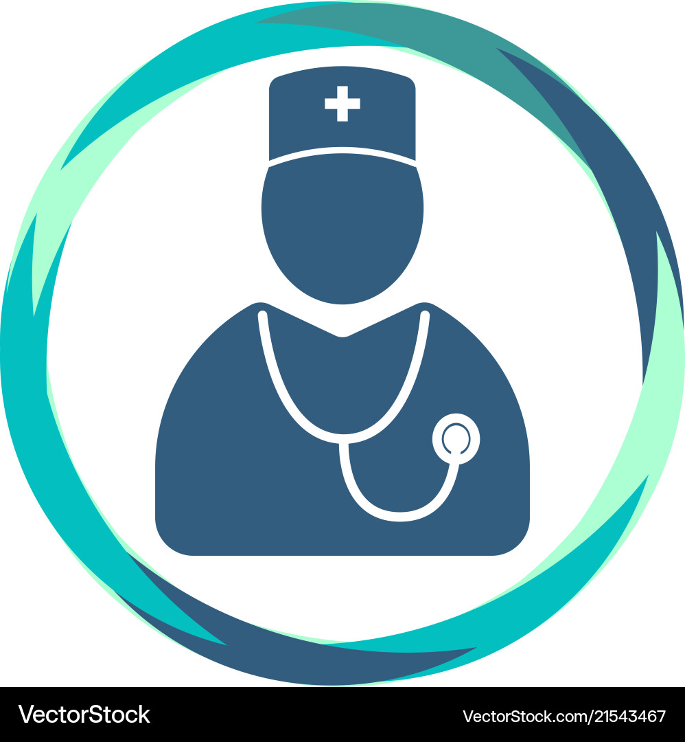 Doctor icon with stethoscope in abstract circle Vector Image