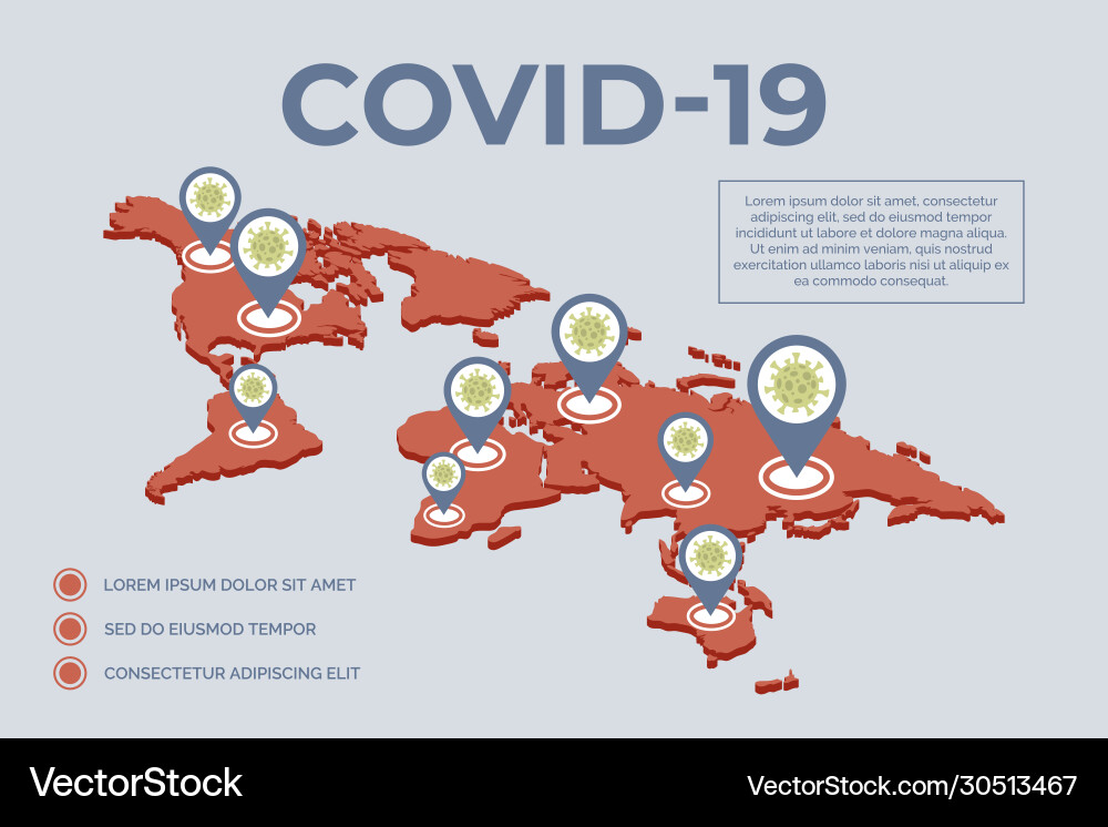 Epidemic covid-19 spread over world Royalty Free Vector