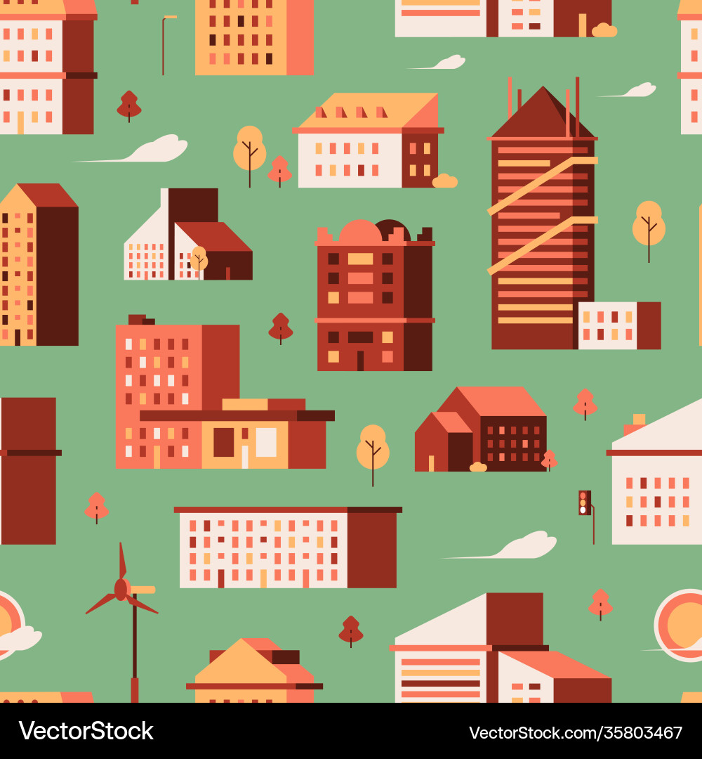 Houses seamless pattern urban buildings small Vector Image