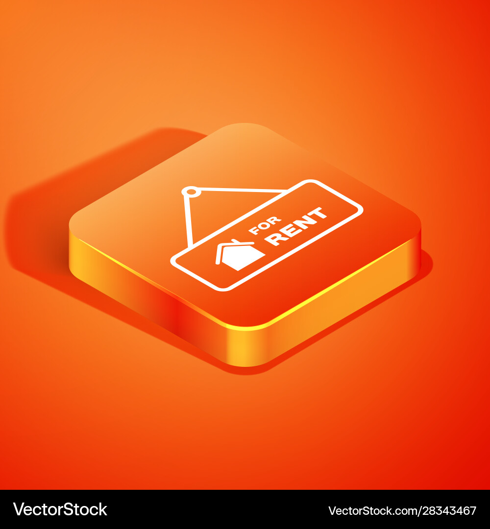 Isometric hanging sign with text for rent icon Vector Image