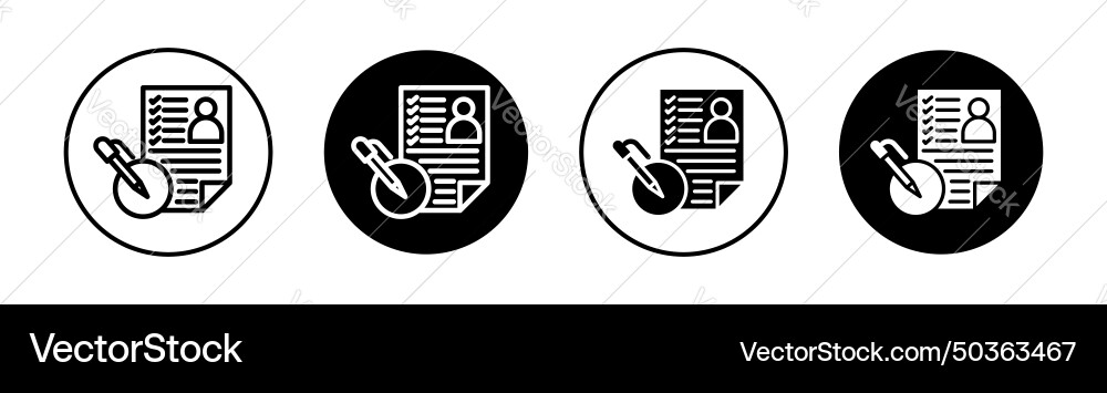 Job description icon set employee cv information Vector Image