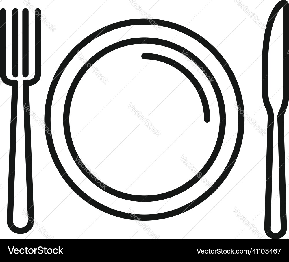 Plate restaurant icon outline food dinner Vector Image