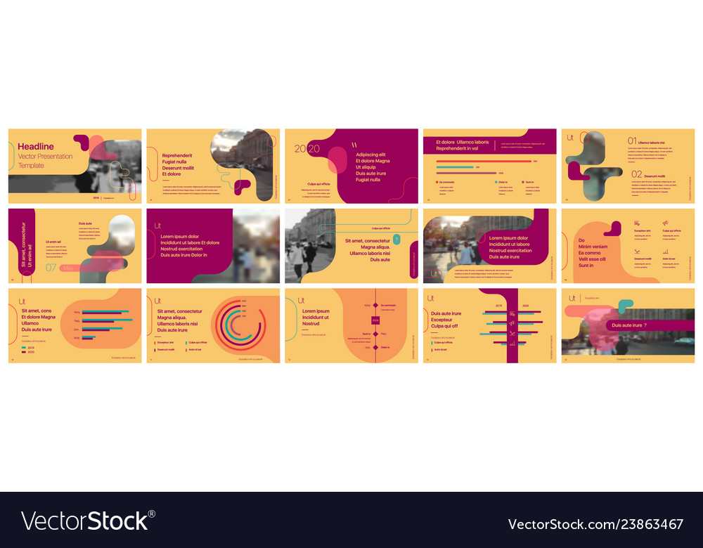 Presentation template elements for slide Vector Image