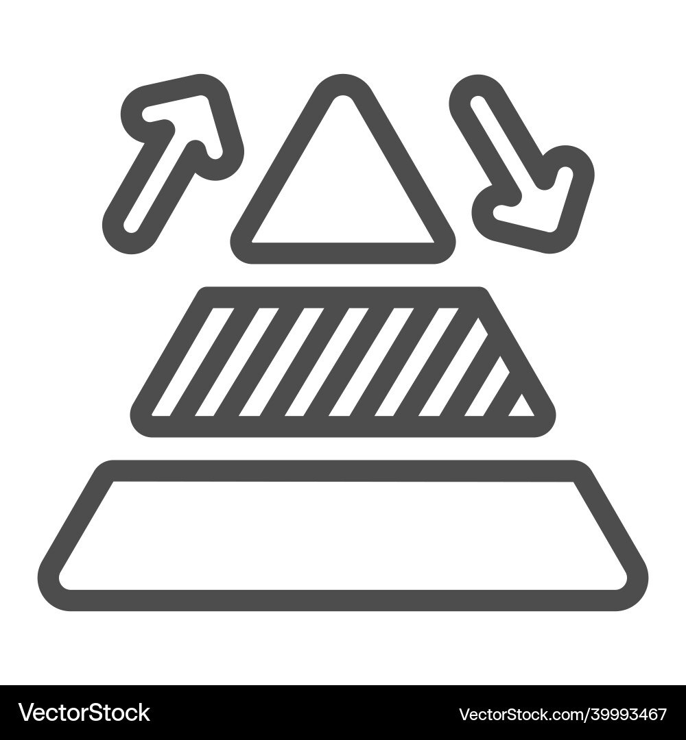 Pyramid line chart with arrows line icon diagram Vector Image