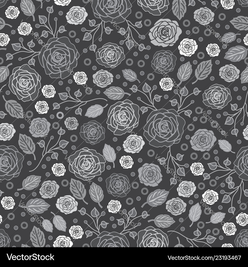 Roses in grey-flowers bloom seamless repeat Vector Image
