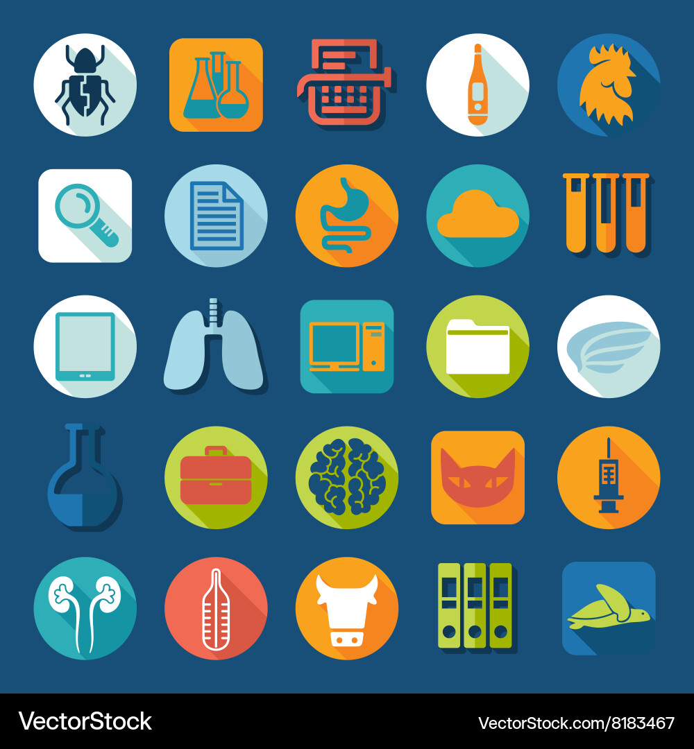 Set of veterinary flat icons Royalty Free Vector Image