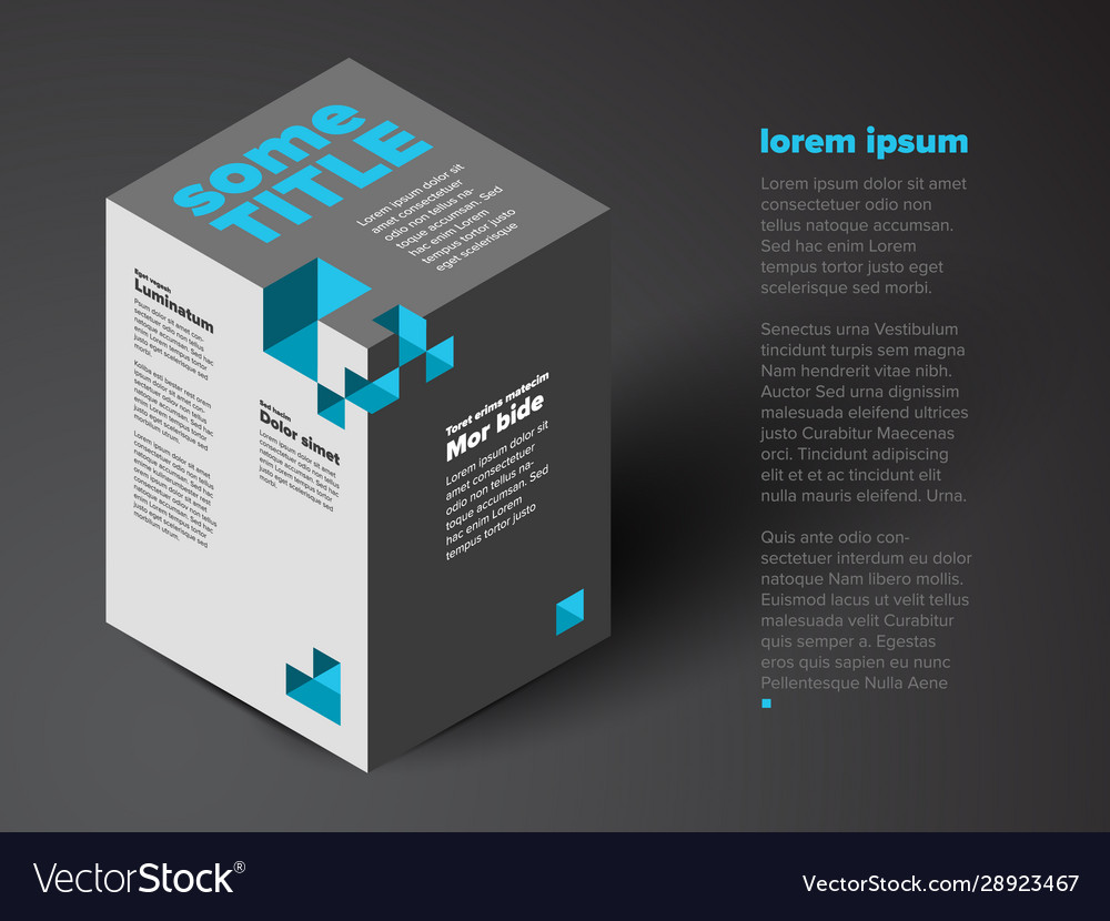 Text on cube three-dimensional template Royalty Free Vector