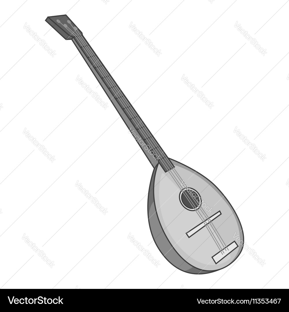 Turkish saz icon gray monochrome style Royalty Free Vector