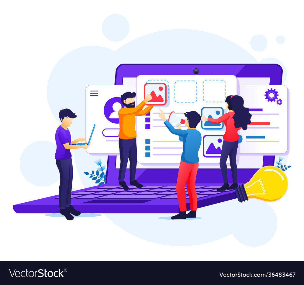 Ui ux design concept people creating Royalty Free Vector Ui ux design concept people creating Royalty Free Vector