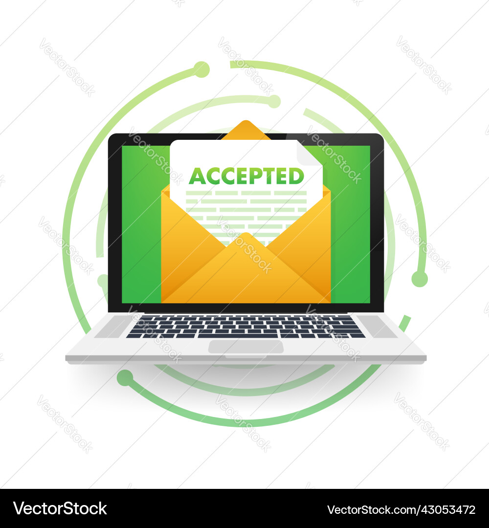 Accepted email college accept recruitment job Vector Image