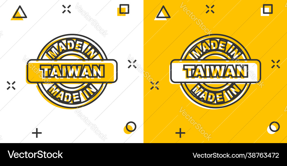 Cartoon made in taiwan icon comic style Royalty Free Vector