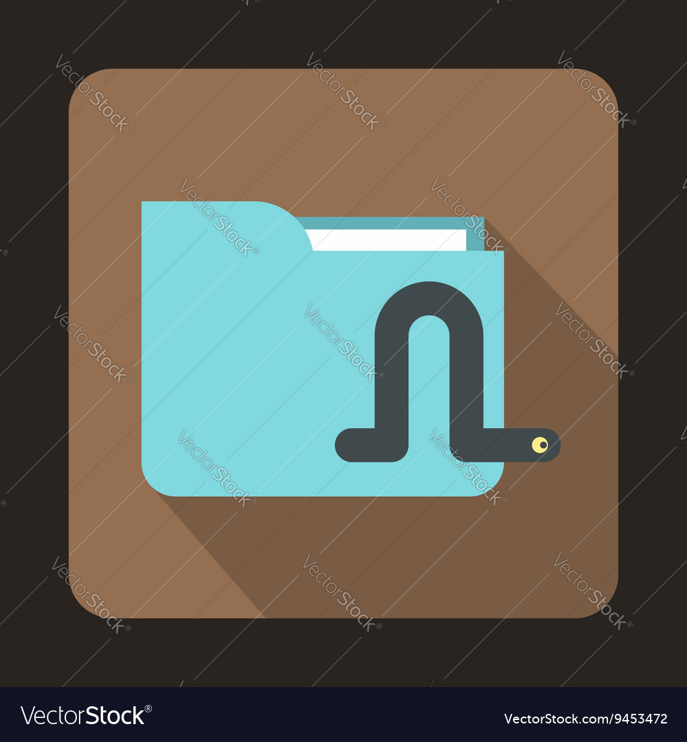 Computer worm icon flat style Royalty Free Vector Image