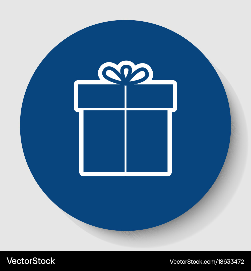 Gift sign white contour icon in dark Royalty Free Vector