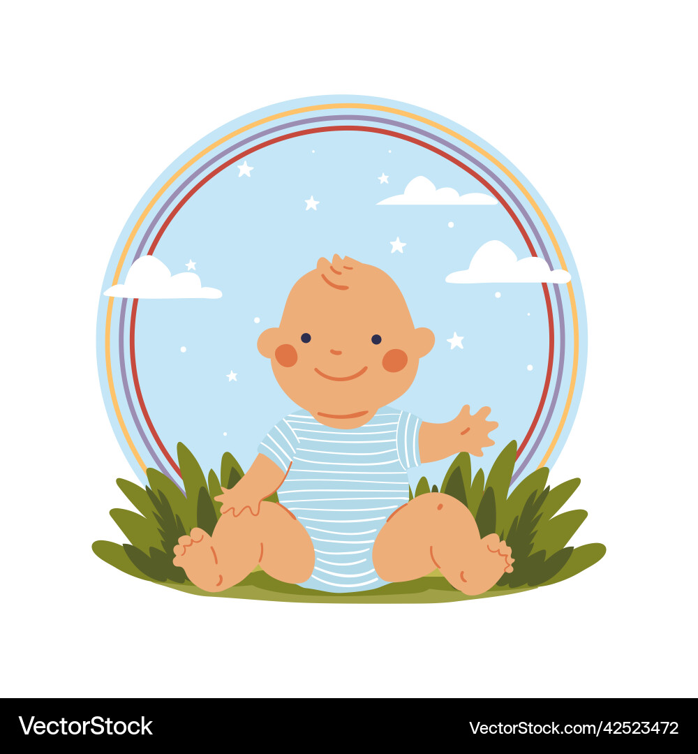 Is a boy little smiling kid sitting Royalty Free Vector