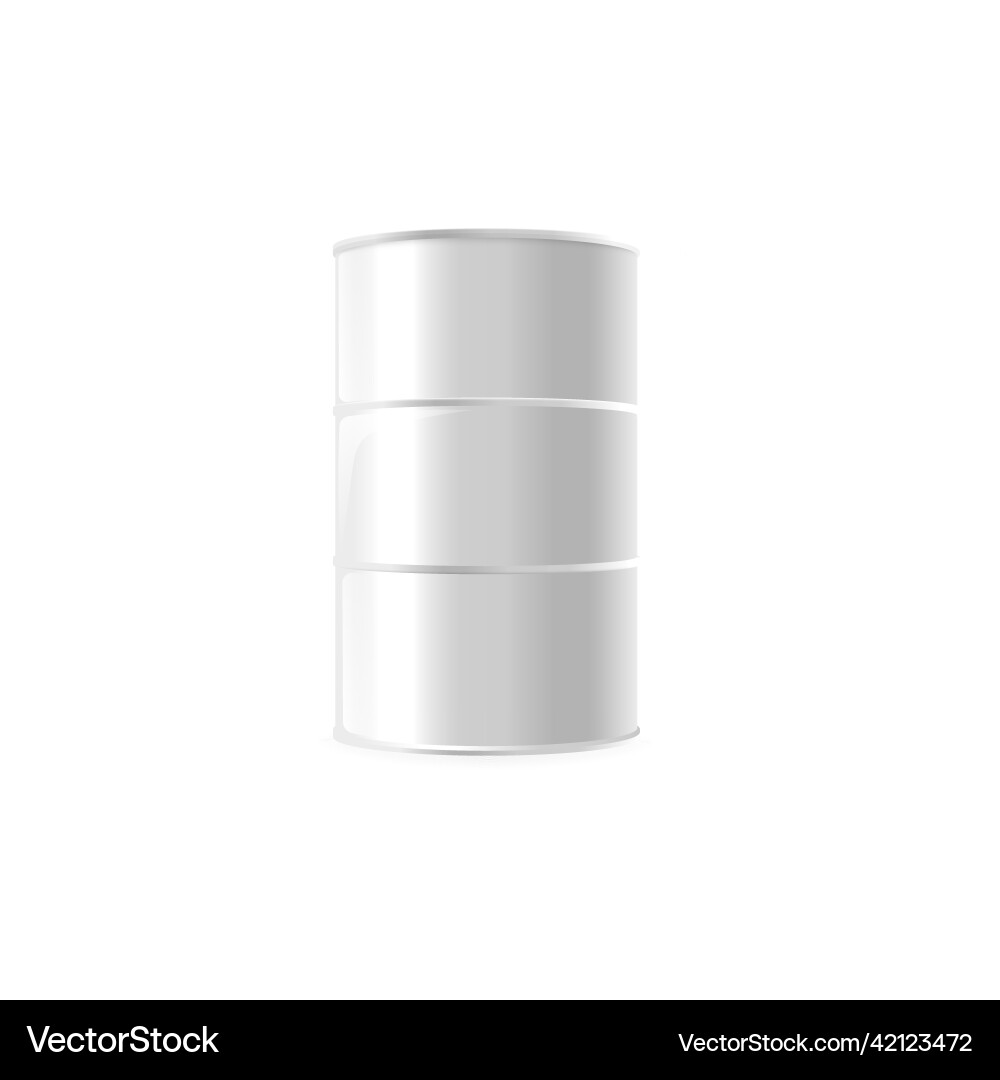 Metal aluminum barrel container template realistic