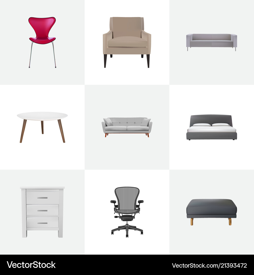 Set of design realistic symbols with round table Vector Image