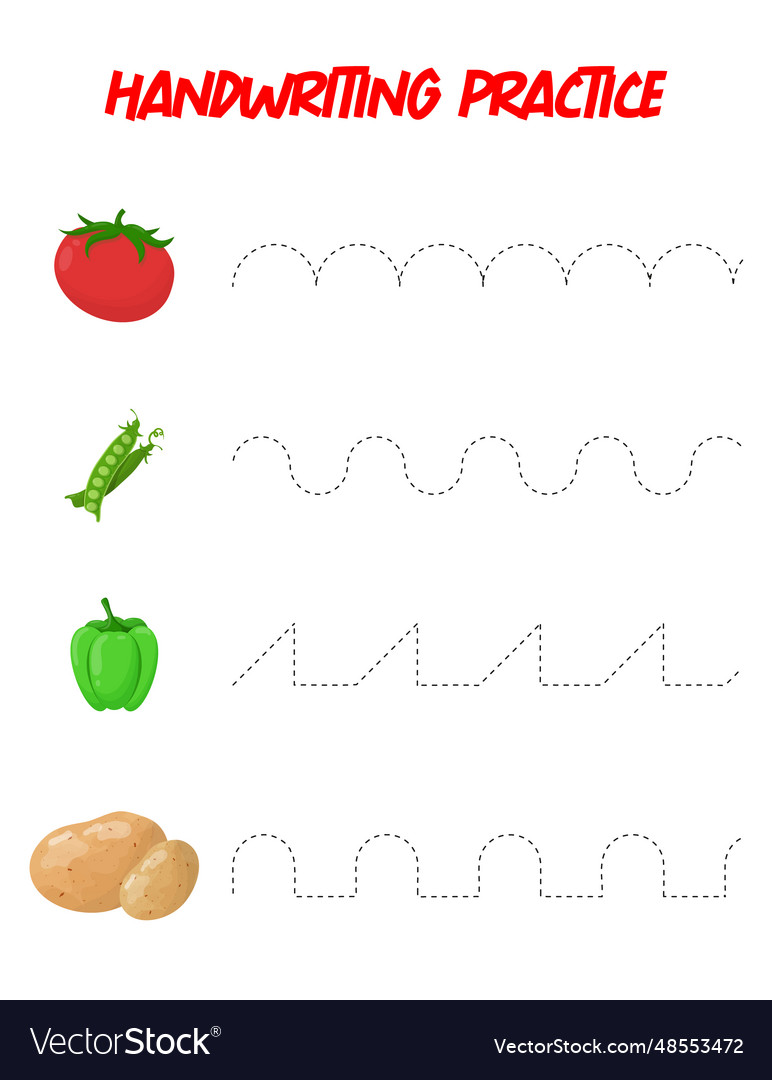 Tracing lines handwriting practice Royalty Free Vector Image