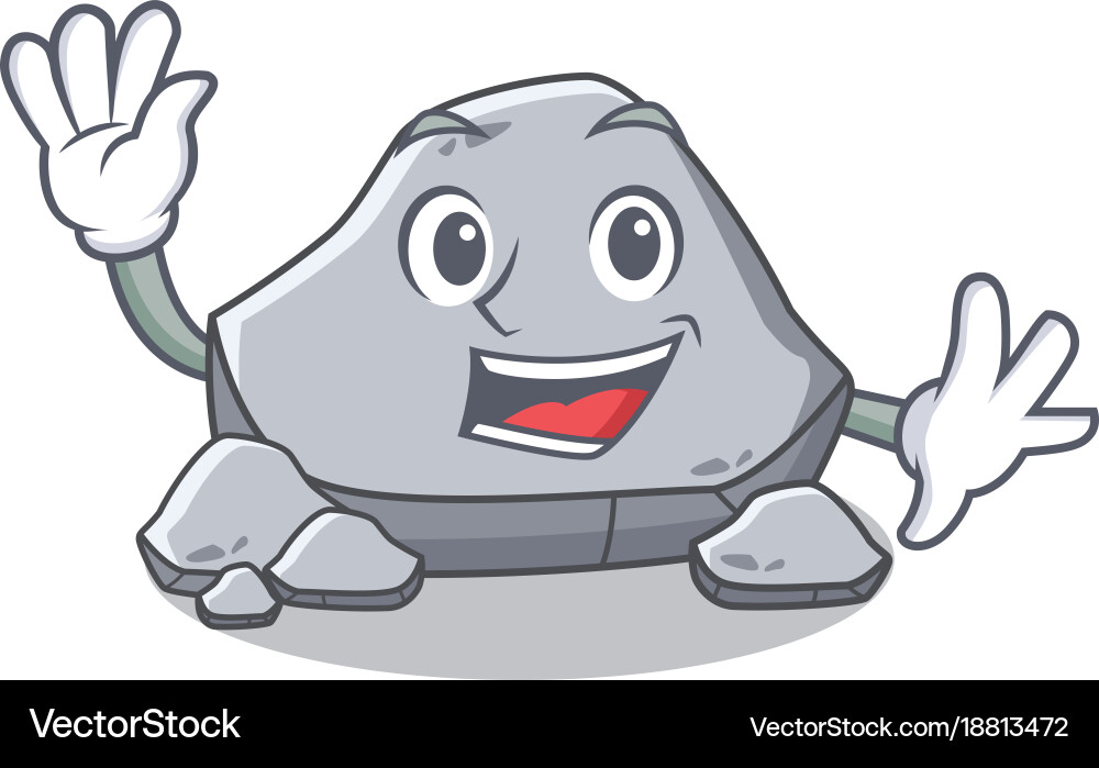 Waving stone character cartoon style Royalty Free Vector