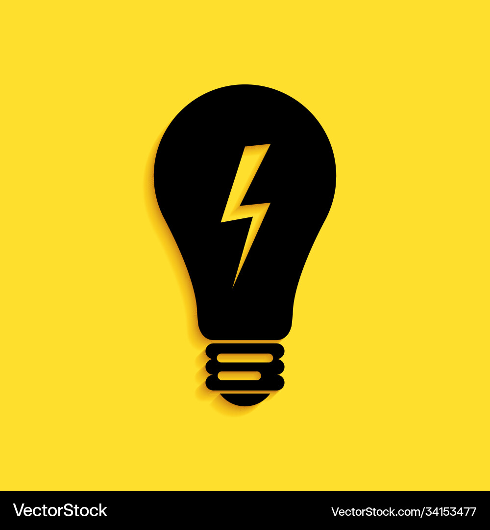 Black light lamp sign bulb with lightning symbol Vector Image