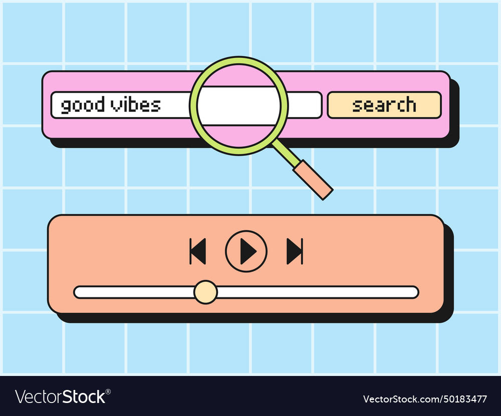 Browser window and player control panel Royalty Free Vector