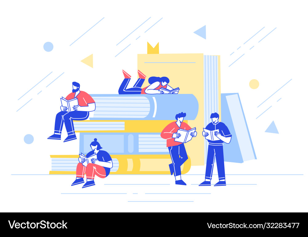Concept daily reading people read books Royalty Free Vector