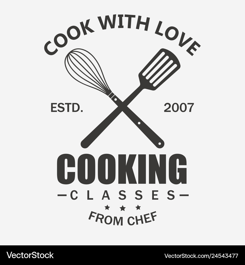 Cooking symbol cook emblem food masterclass Vector Image