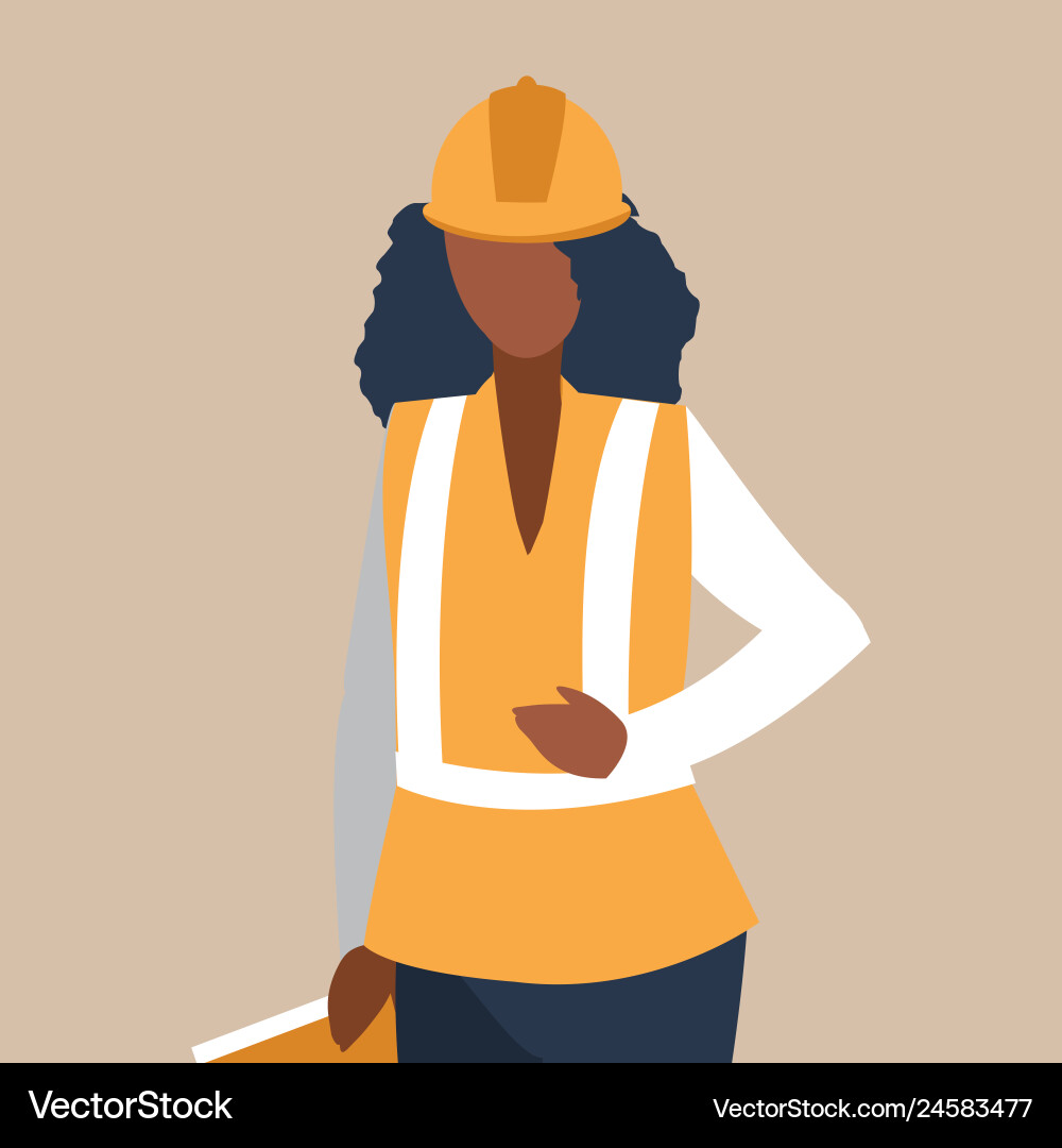 Female industrial black worker character Vector Image