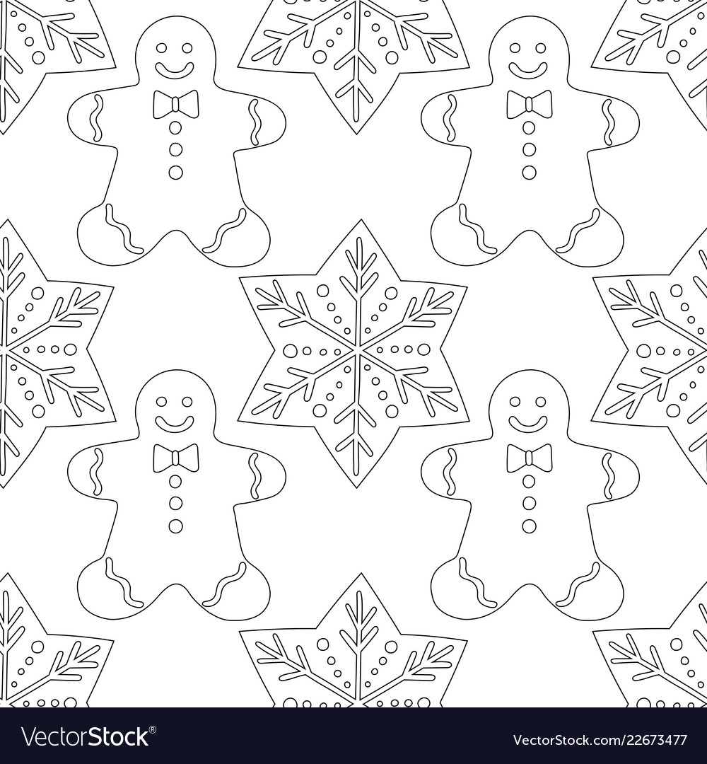 Gingerbread black and white Royalty Free Vector Image