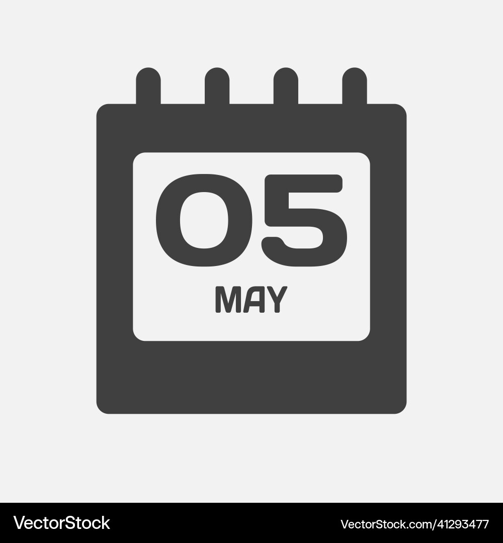 Icon day date 5 may template calendar page Vector Image