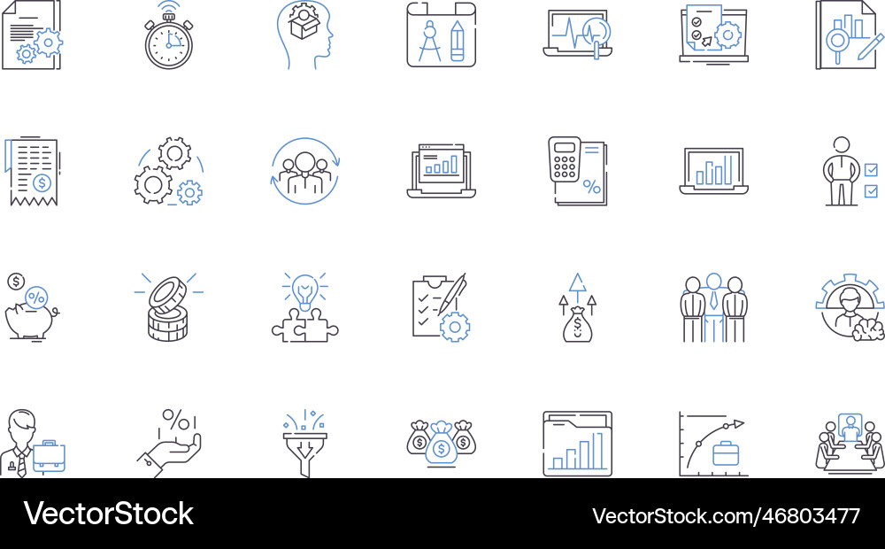 Investment yield line icons collection return Vector Image