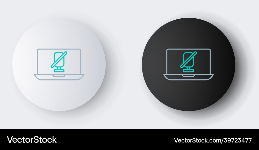 Line mute microphone on laptop icon isolated Vector Image
