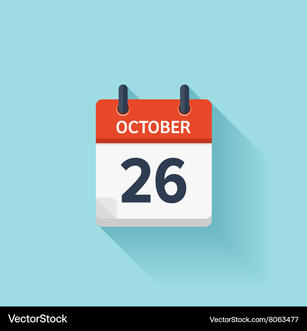 October 26 flat daily calendar icon date Vector Image
