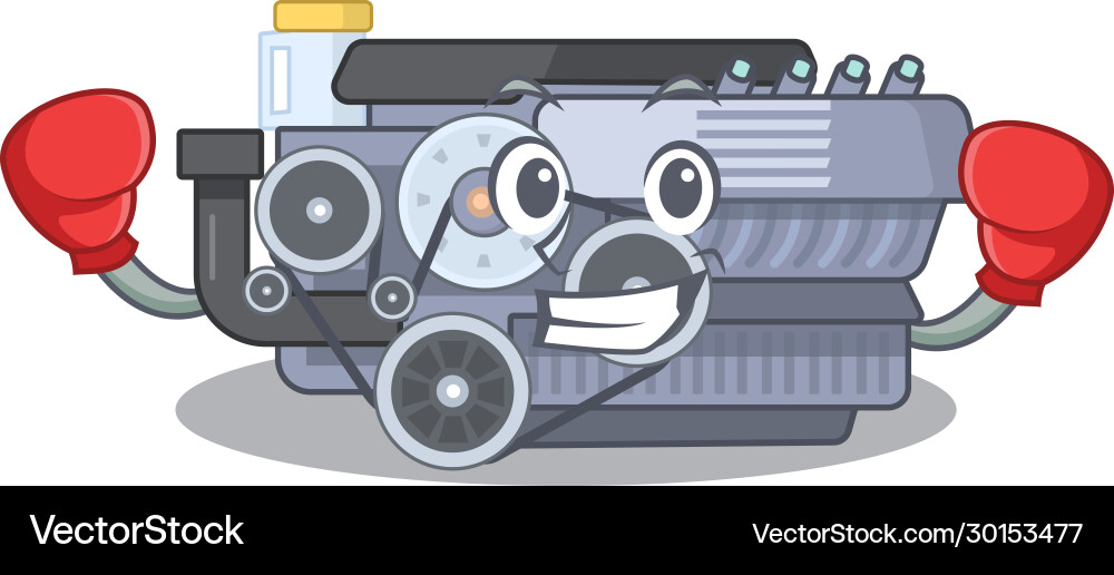 Sporty boxing combustion engine mascot character Vector Image