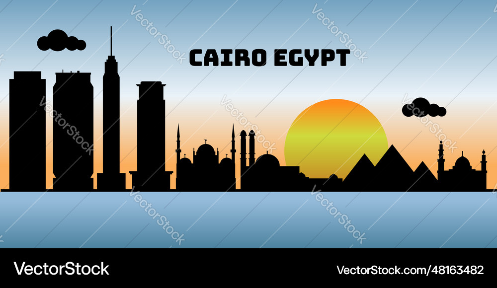 Cairo egypt cityscape skyline sketch famous Vector Image