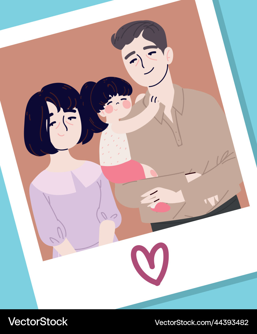 Cute family korean Royalty Free Vector Image - VectorStock