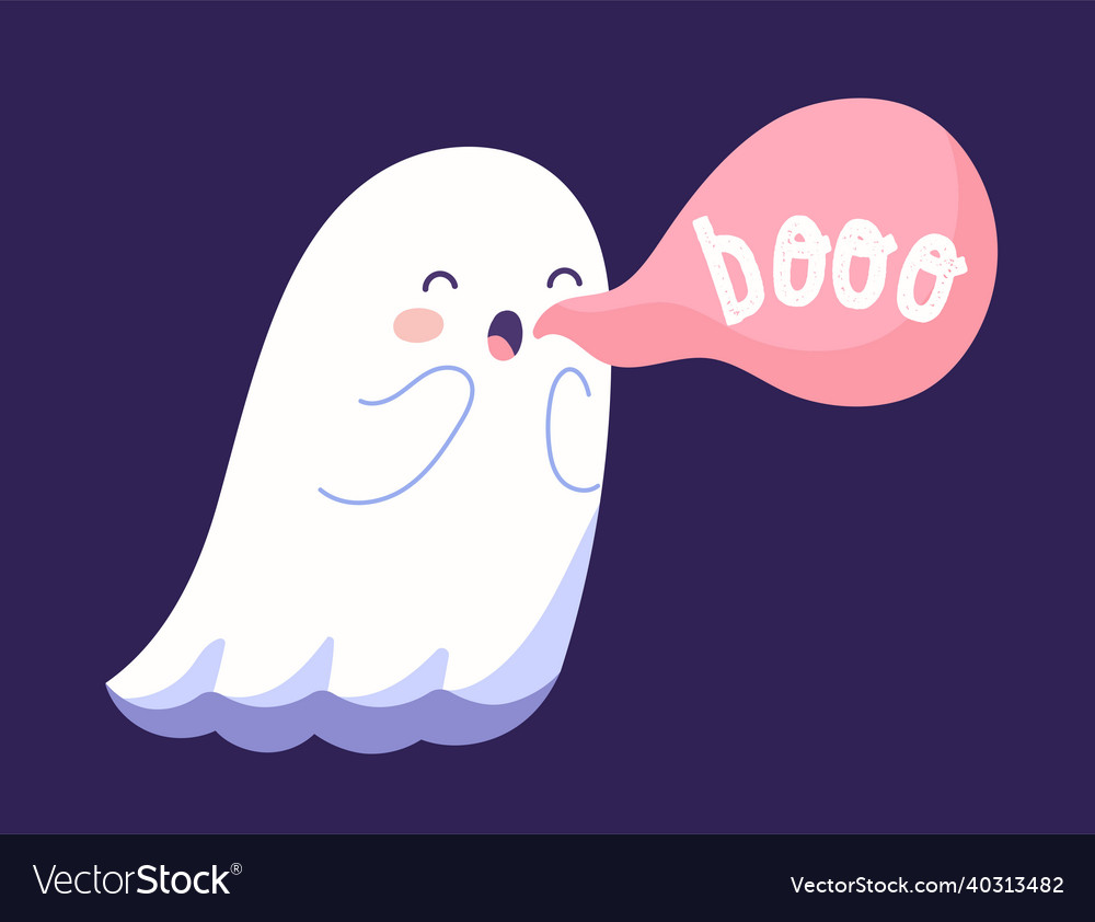 Cute Ghost Say Boo Royalty Free Vector Image Vectorstock 