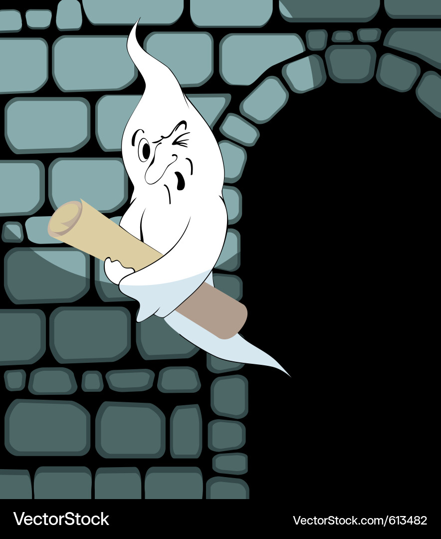 Ghost steals the scroll Royalty Free Vector Image