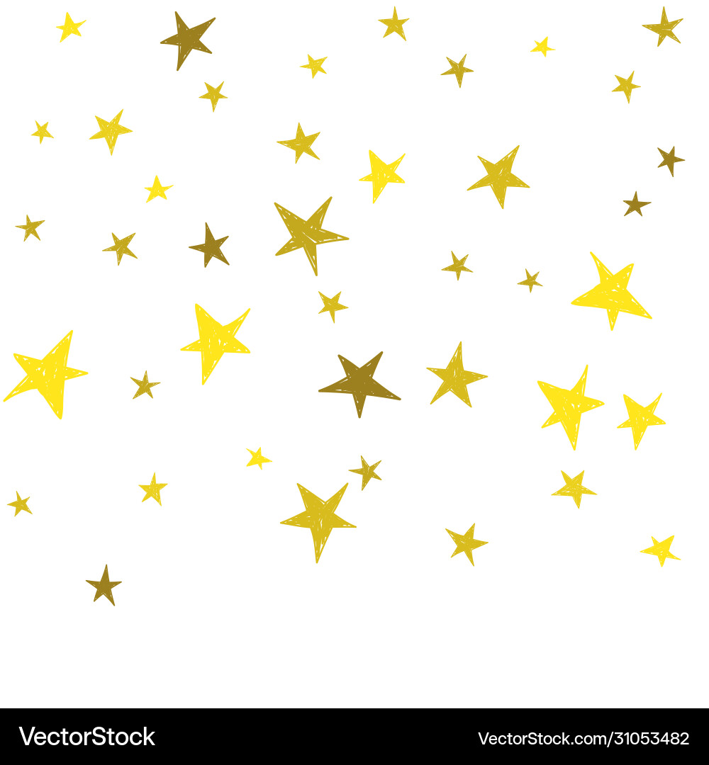 Golden cute hand drawn stars Royalty Free Vector Image
