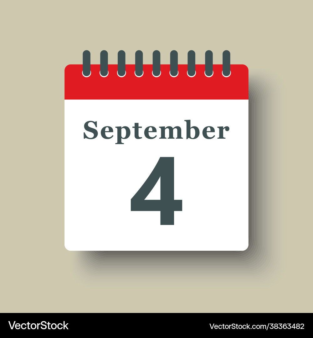 Icon day date 4 september template calendar page Vector Image