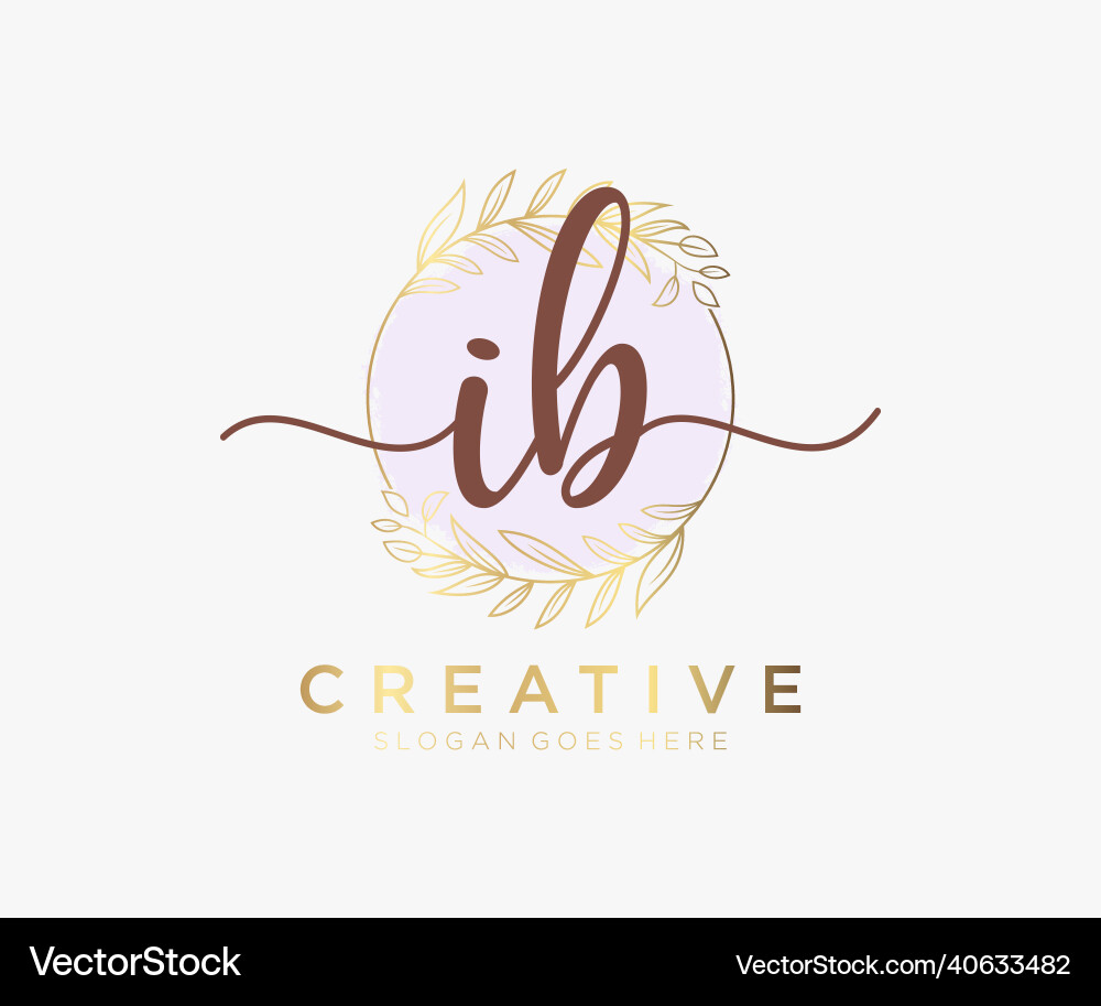 Initial ib feminine logo usable for nature salon Vector Image