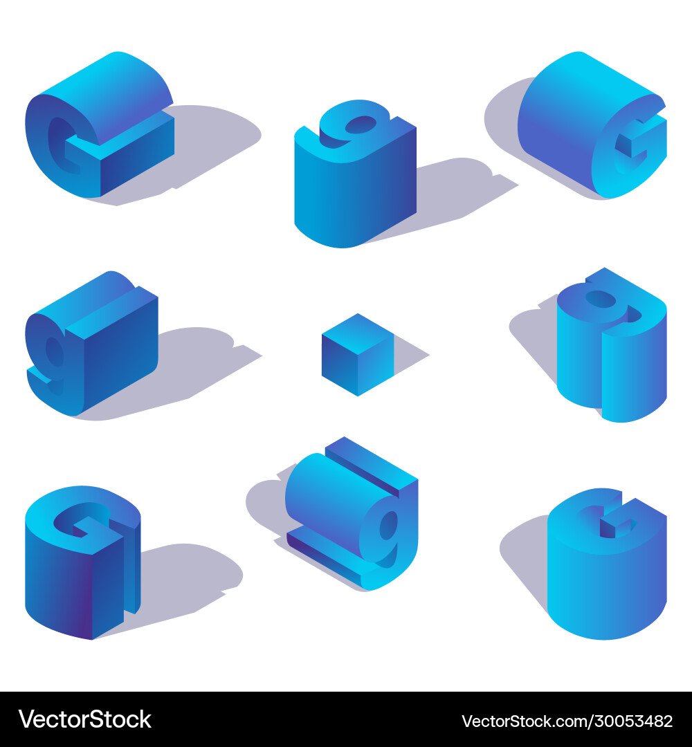 Isometric alphabet font element english letter g Vector Image