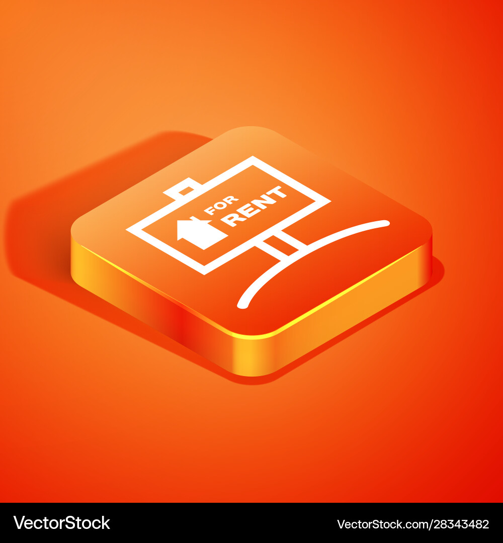 Isometric hanging sign with text for rent icon Vector Image