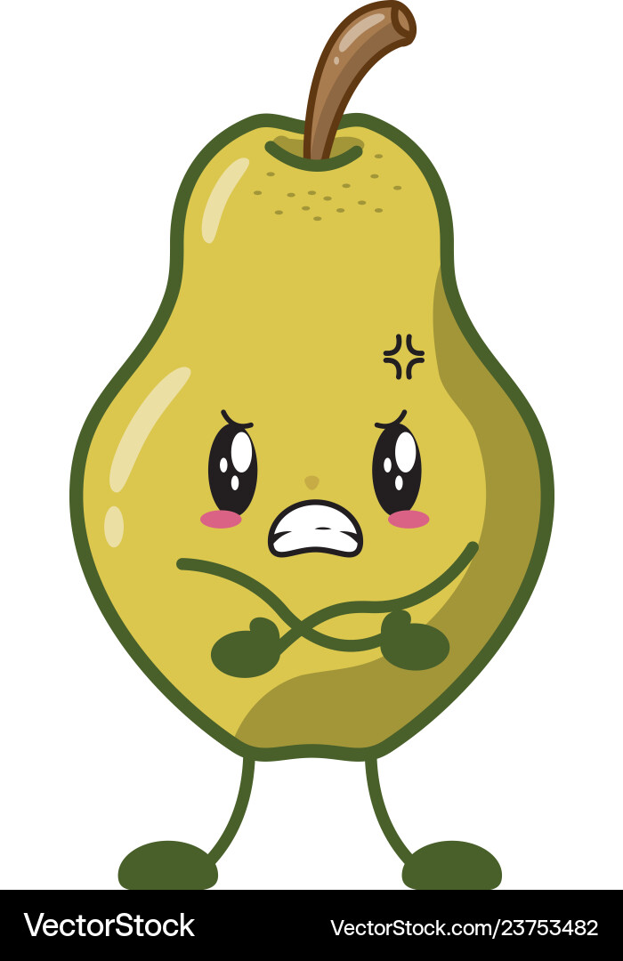 Kawaii pear cartoon character Royalty Free Vector Image