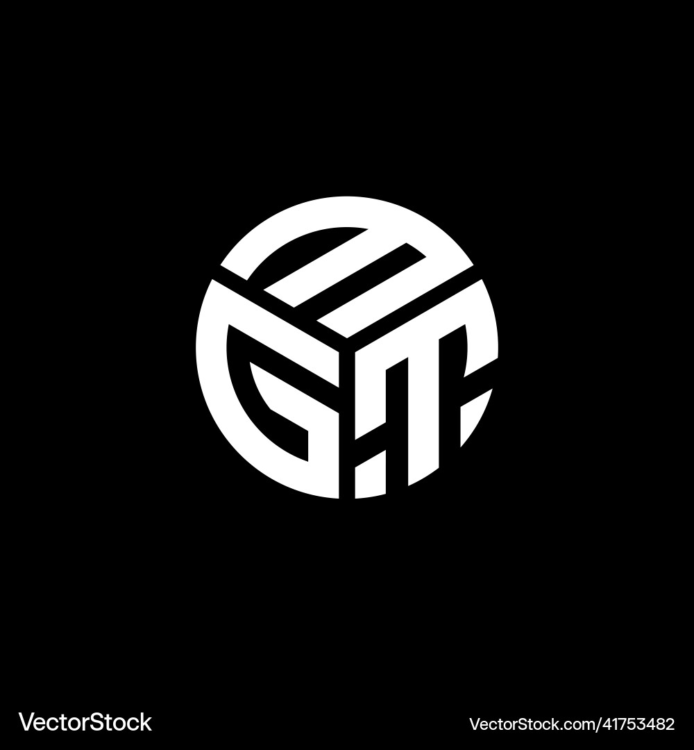 Mgt letter logo design on black background Vector Image