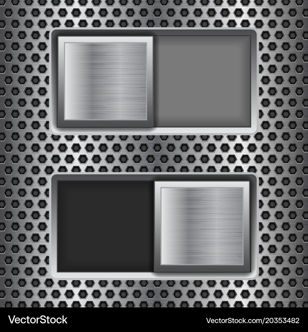 On and off square slider buttons metal switch Vector Image