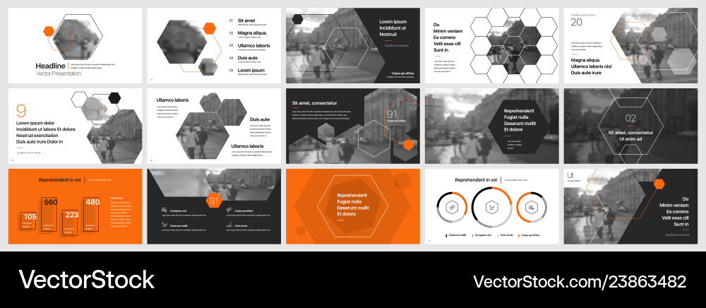 Presentation template hexagonal elements for Vector Image